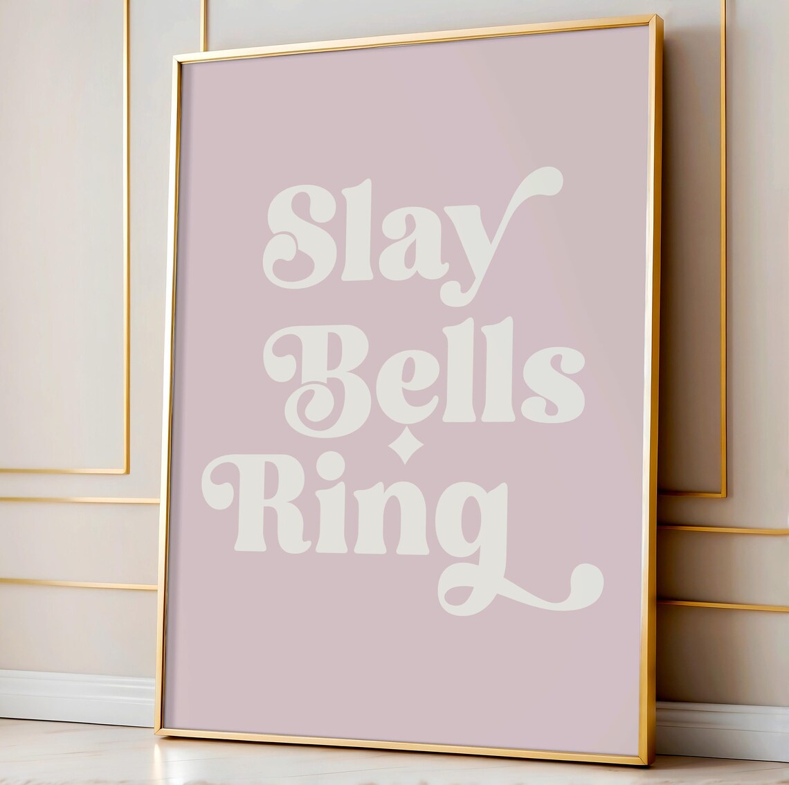 Slay Bells Ring Art Print: Pink Christmas Decor (digital Download) - Etsy