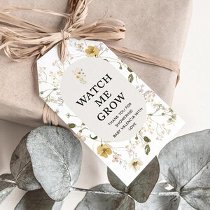Wildflower Watch Me Grow Tag, Baby Shower Favors Tag, Succulent Favors ...