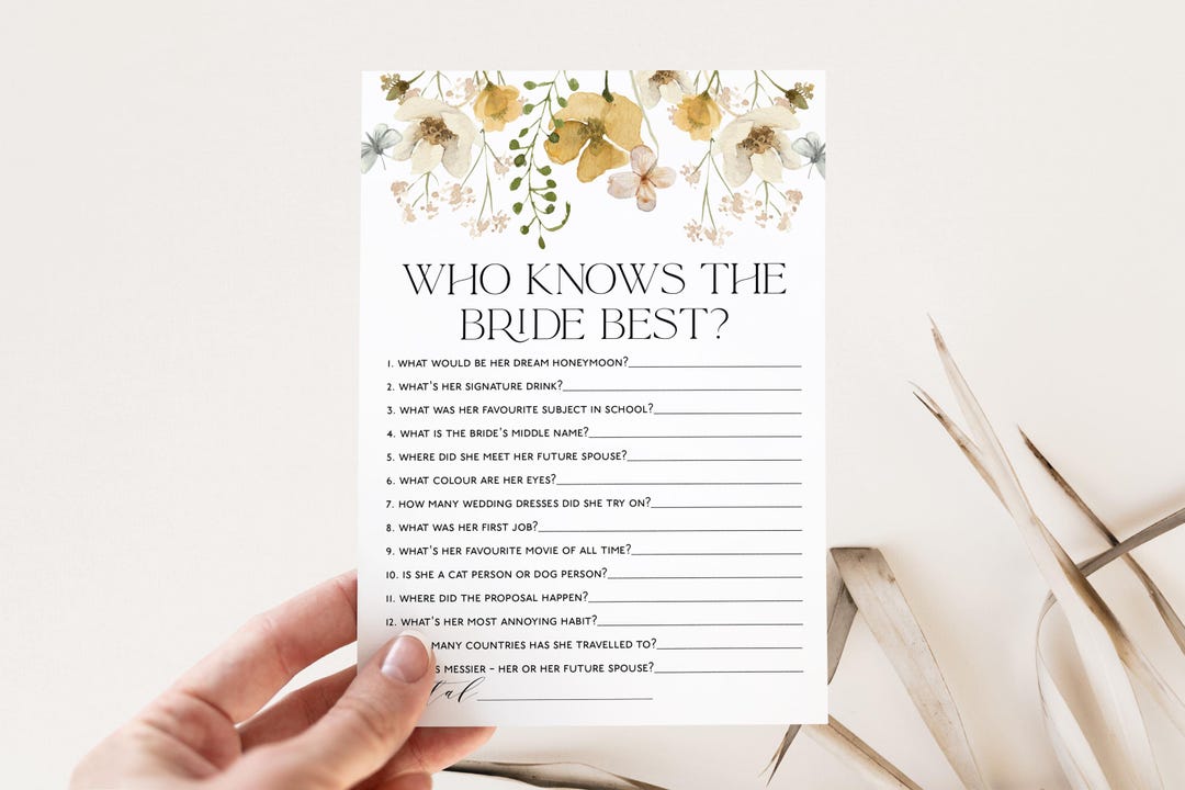 Who Knows the Bride Best Game Template, Bridal Shower Trivia Game ...