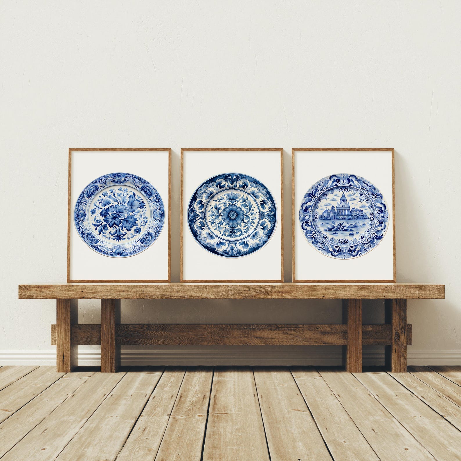 Chinoiserie Plate Wall Art Set: Blue Delftware Prints (digital Download ...