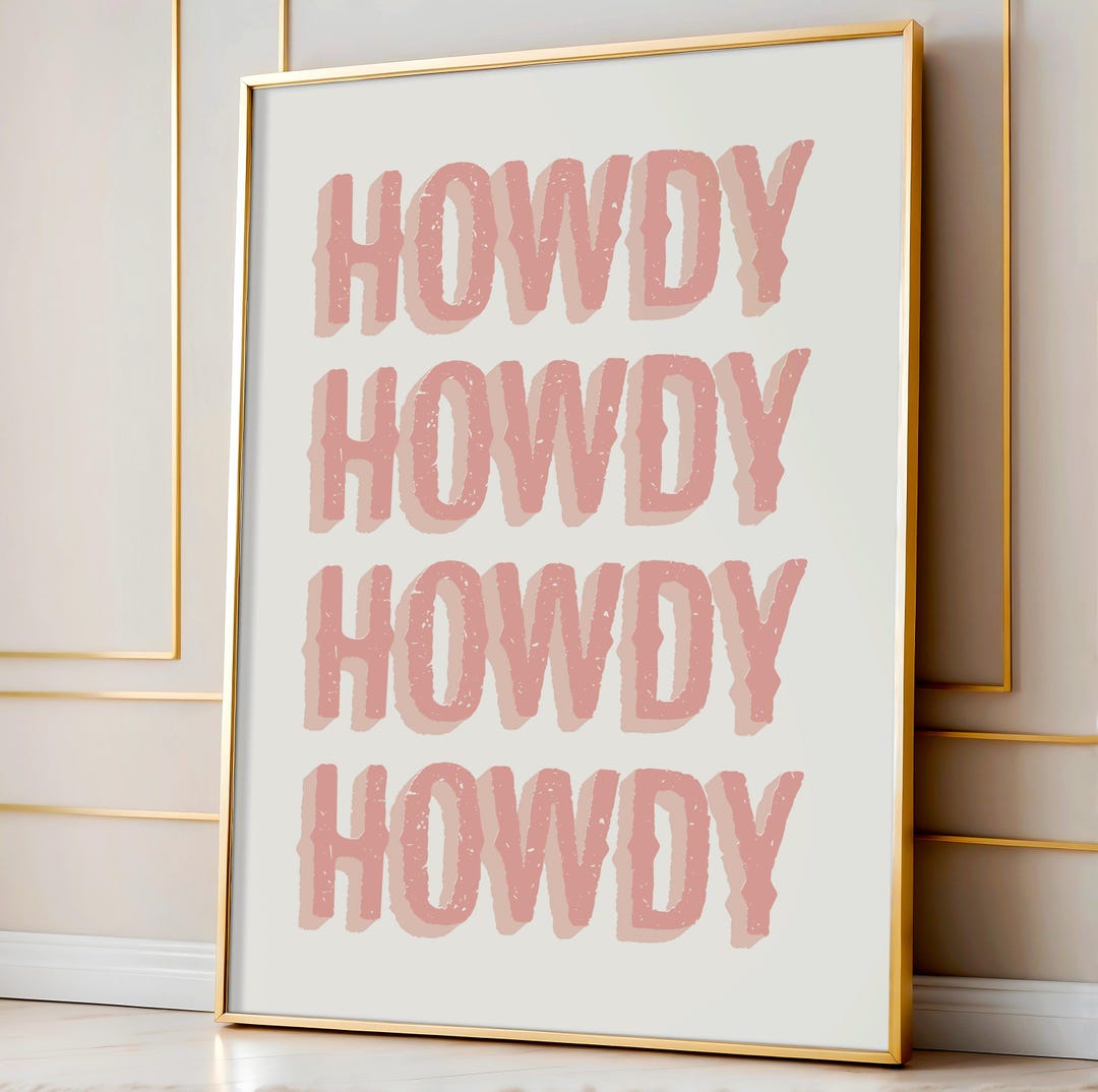 Howdy Wall Art Print Pink Howdy Wall Art Decor Girls Room Decor Cowgirl ...