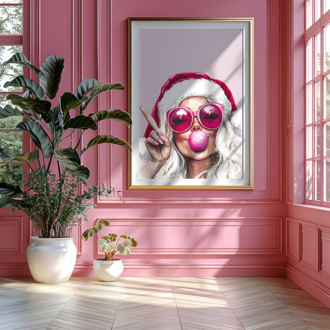Pink Mrs Claus Wall Art Pink Christmas Decor Christmas Wall Decor ...