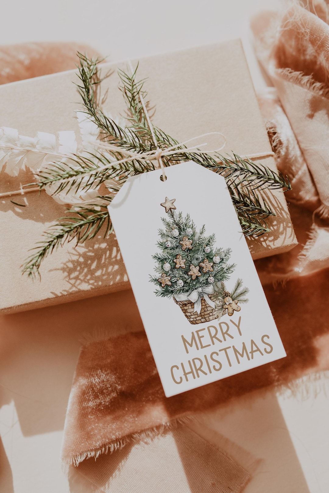 Merry Christmas Gift Tag, Christmas Tree Gift Tag, Printable Christmas ...