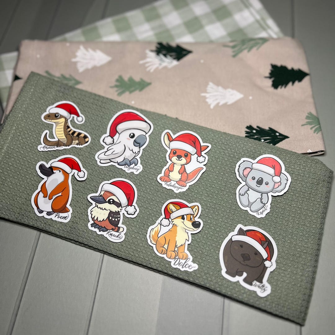 Set of Australian Animal Christmas Planner Stickers Dingo, Kookaburra ...