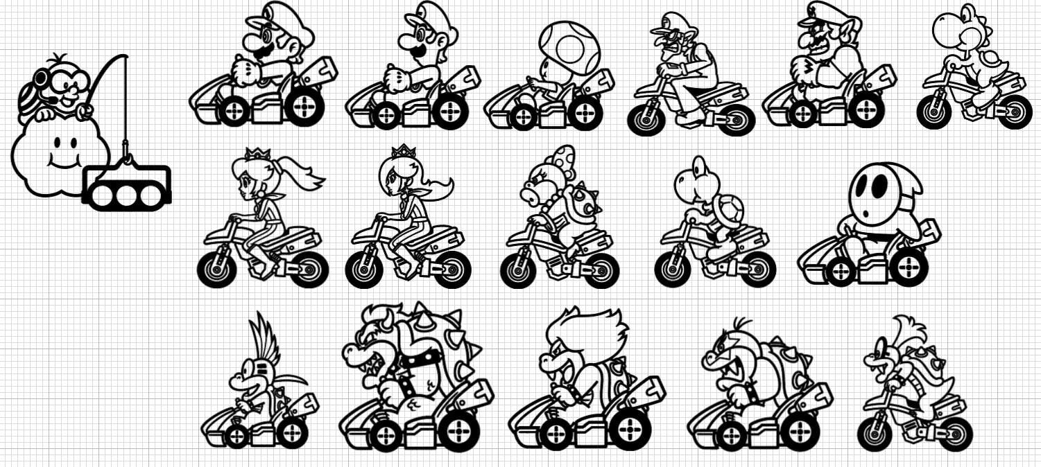 Mario Kart Character Vinyl Sticker Decal - Use on Your Car, Mug, Water ...