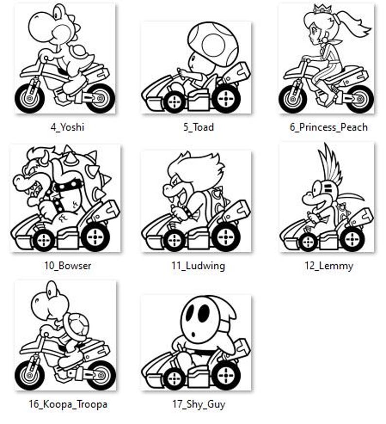 Mario Kart Character Vinyl Sticker Decal - Use on Your Car, Mug, Water ...