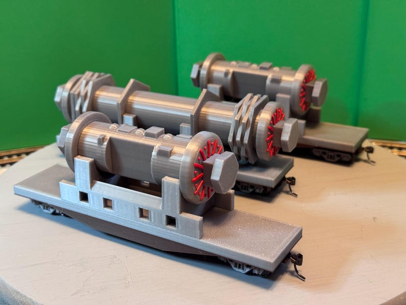 Cybertronic Hobby's HO Scale 50' Nuclear Waste Transport Flatcars (3 ...