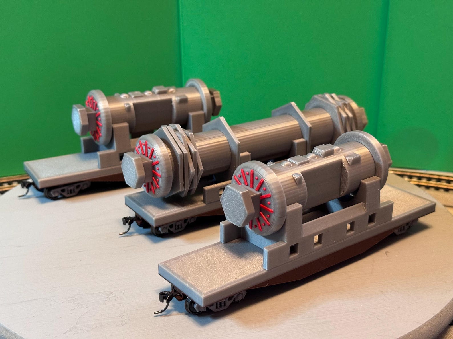 HO Scale 50' Nuclear Waste Transport Flatcars (3) - Kadee 148 Couplers ...