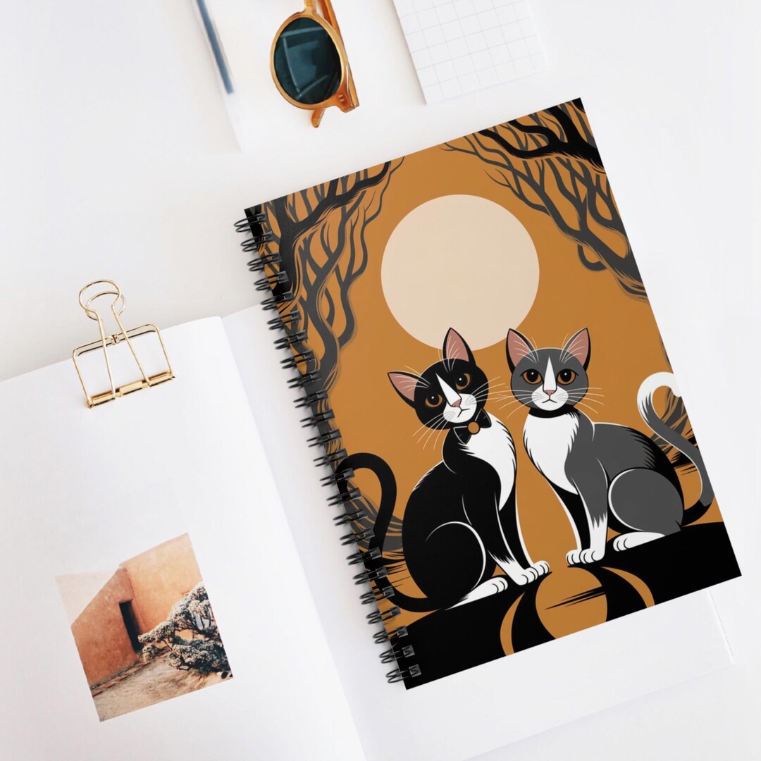 Cat Lover Spiral Notebook: Moonlit Black Cats, 118 Ruled Pages - Etsy