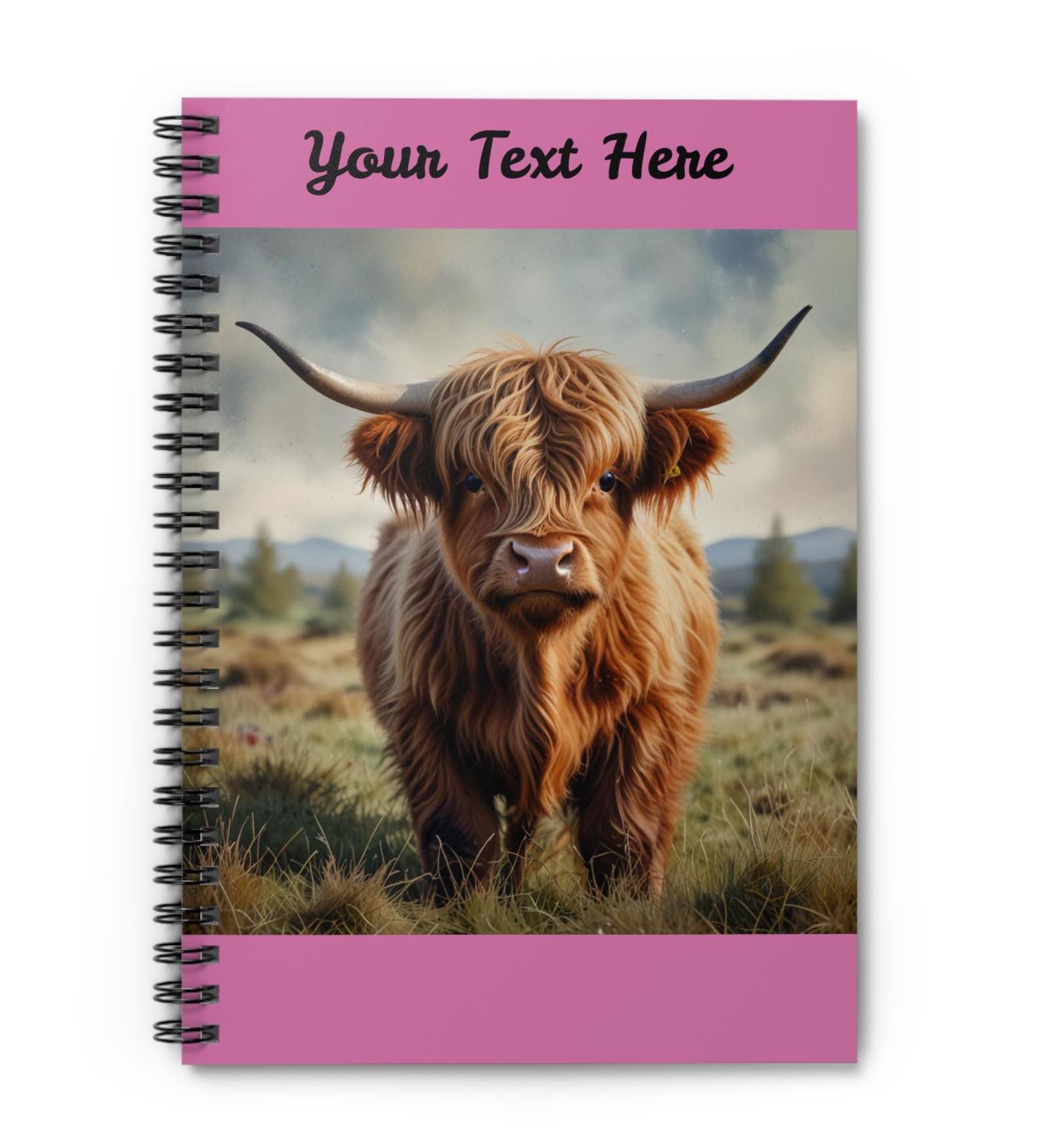 Highland Cow Personalized Cottagecore Custom Journal Spiral Notebook ...