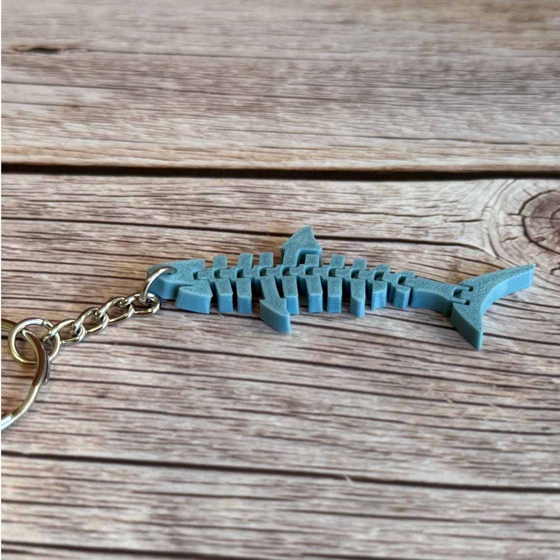 Blue-gray Flat Flexi Shark 3D Printed Keychain – Flexible & Durable ...