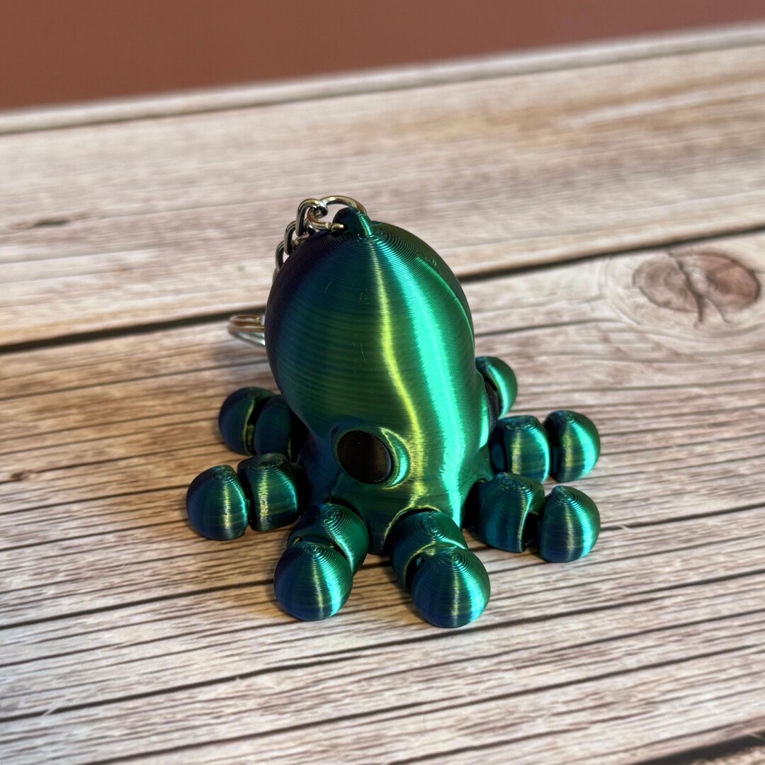 Articulated Octopus 3D Printed Keychain – Movable Sea Creature, Ocean ...