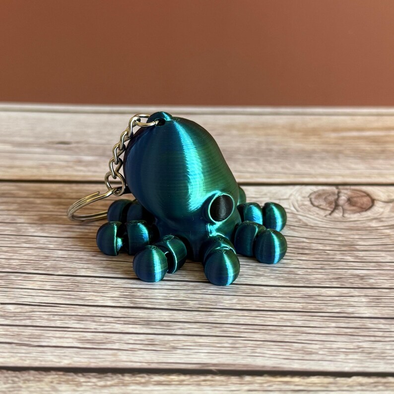 Articulated Octopus 3D Printed Keychain – Movable Sea Creature, Ocean ...