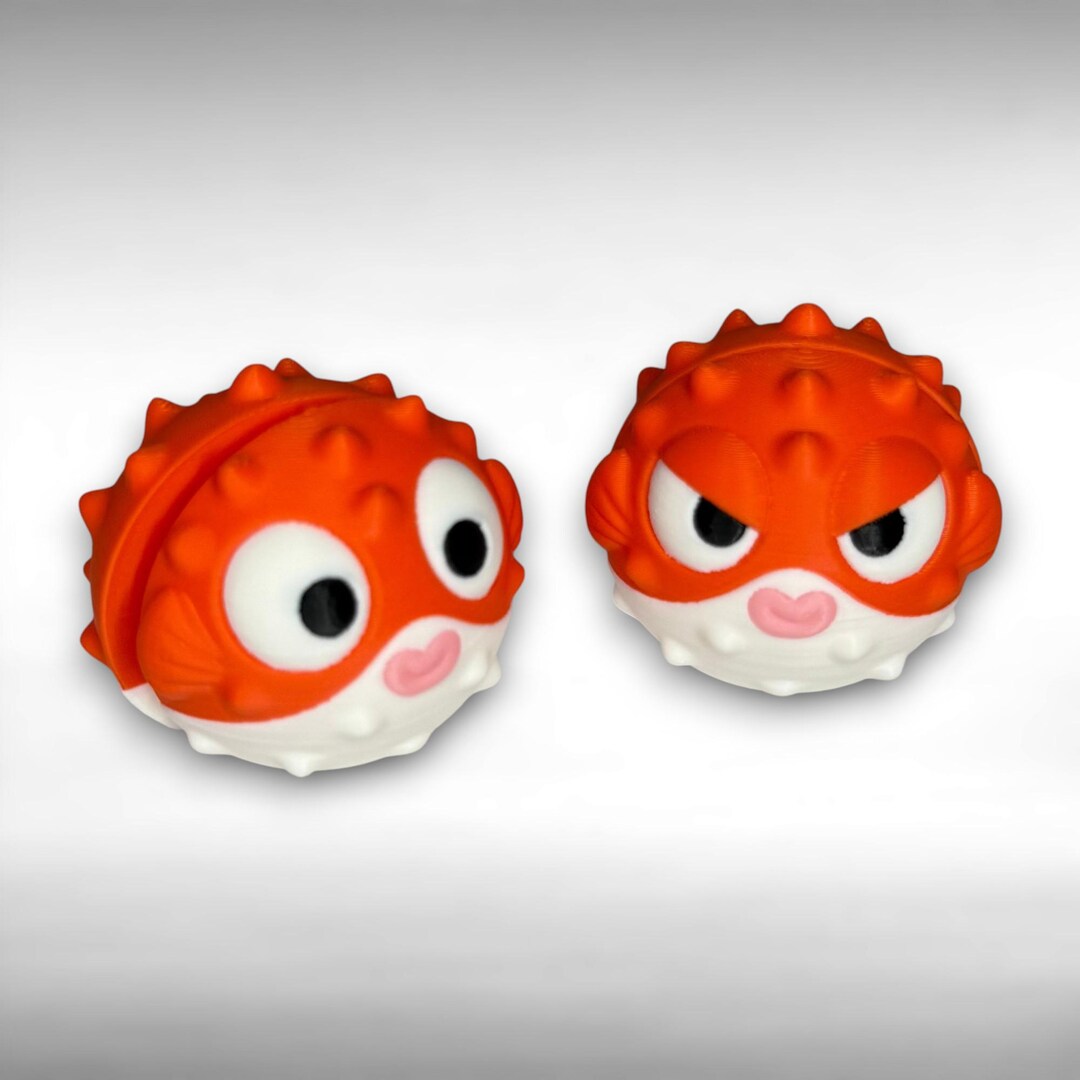 Puffer Fish Mini – Articulated Ocean Figurine, Sassy or Happy Face - Etsy