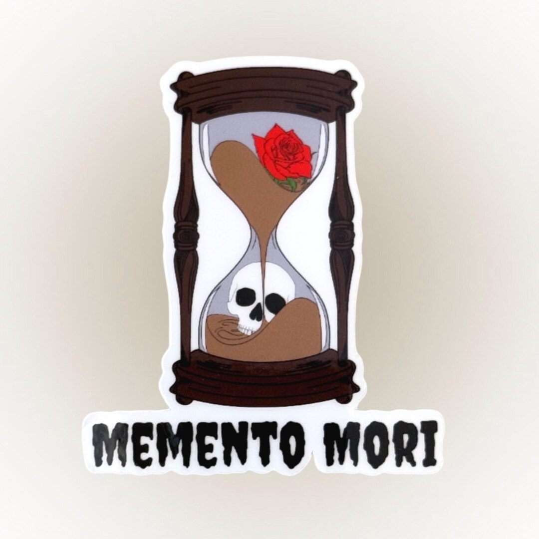 Memento Mori Hourglass Sticker – Gothic Skull & Rose Vinyl Sticker - Etsy