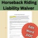 Horseback Riding Liability Waiver - Fillable PDF or Editable Word ...