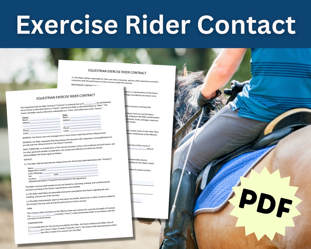Exercise Rider Contract - Horseback Contract - Rider Contract - Rider ...