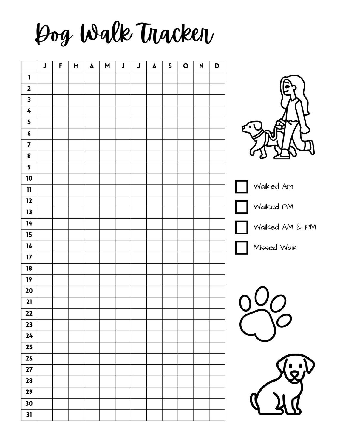 Yearly Dog Tracker Bundle: Walk, Health, Training (printable PDF) - Etsy
