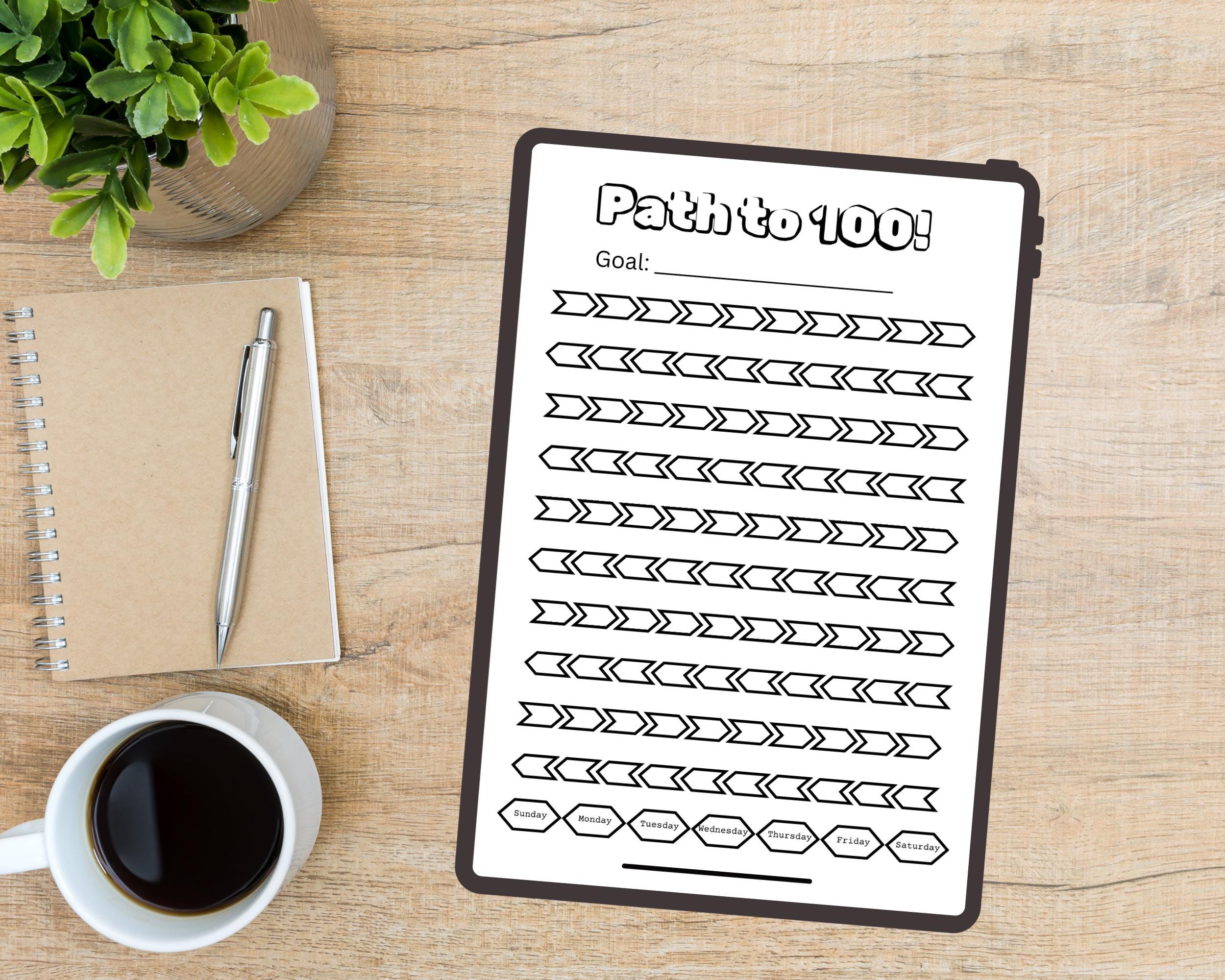 Path to 100 Goal Tracker: Printable Progress Chart (PDF) - Etsy