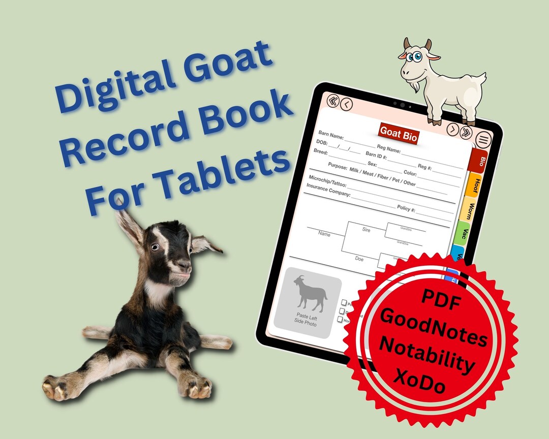 Digital Goat Herd Record Book - Goat Herd Health Records. - Ipad ...