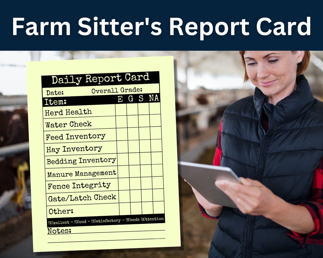 Farm Sitter's Daily Report Card: Fillable PDF - Etsy