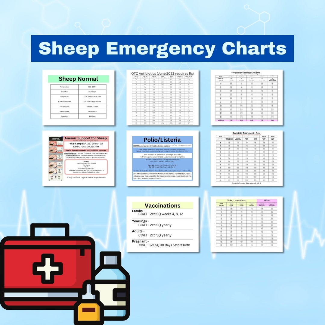 Sheep Emergency Charts - Dewormer, Coccidia, OTC Antibiotic Quick ...