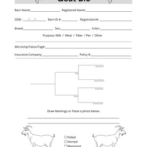 Goat Record Keeping Log Book: Breeding, Milking, Vet Records (digital ...