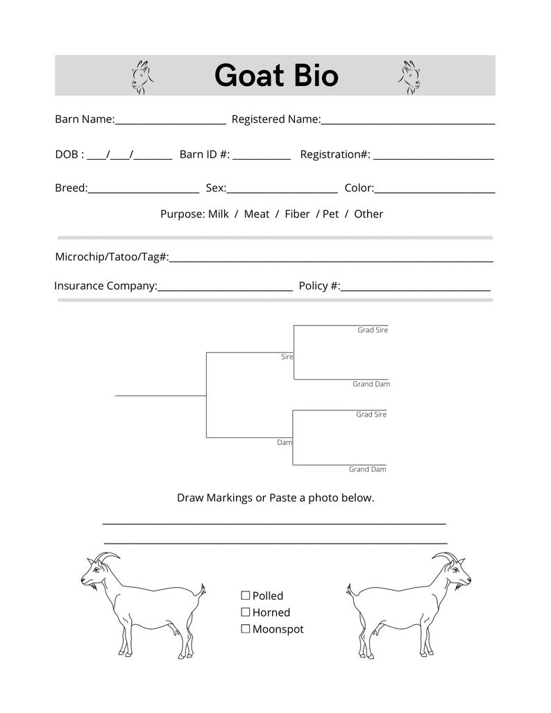 Goat Record Keeping Log Book: Breeding, Milking, Vet Records (digital ...