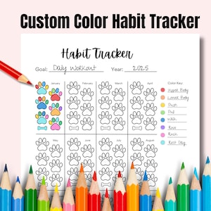 Puppy Paws Habit Tracker | Goal Tracker | Yearly Tracker | Personal ...