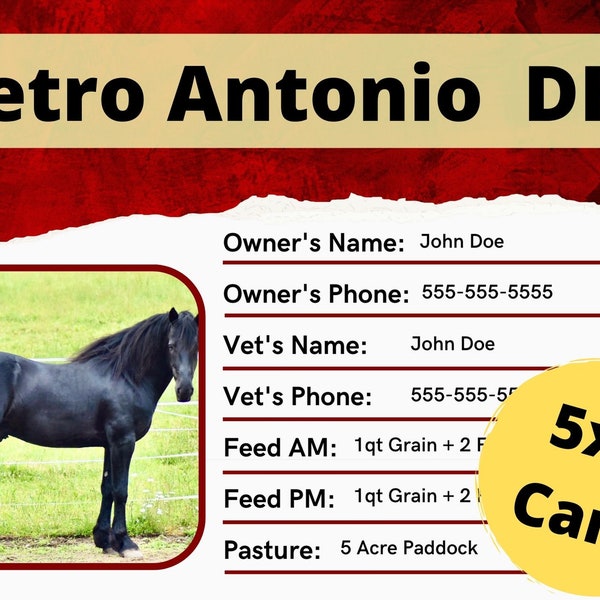 Horse Stall Card Template - Etsy UK