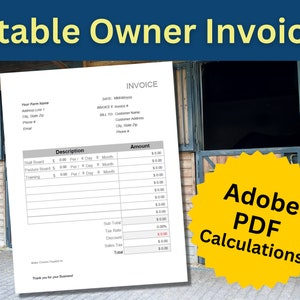 Customizable Horse Stable Invoice: Boarding & Care (PDF) - Etsy