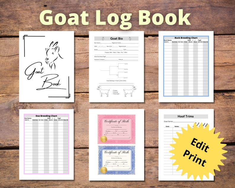 Goat Record Keeping Log Book: Breeding, Milking, Vet Records (digital ...