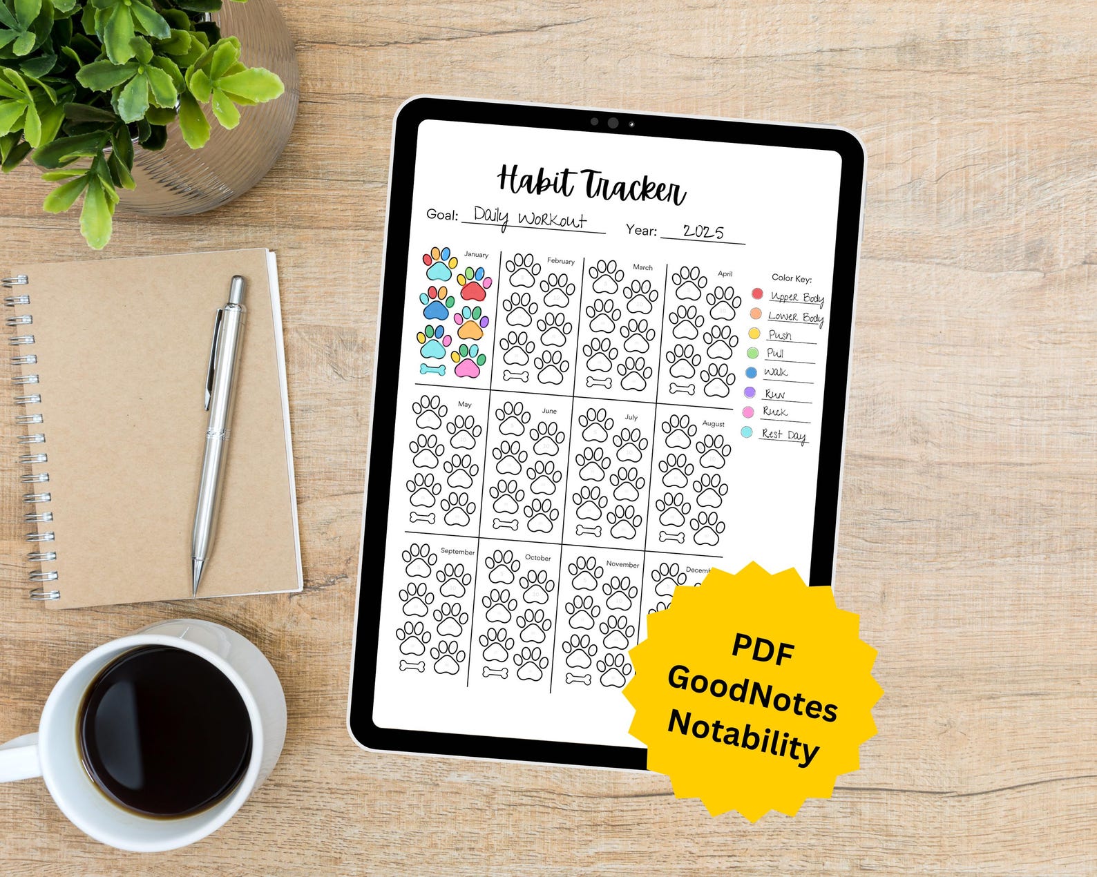 Puppy Paws Habit Tracker | Goal Tracker | Yearly Tracker | Personal ...