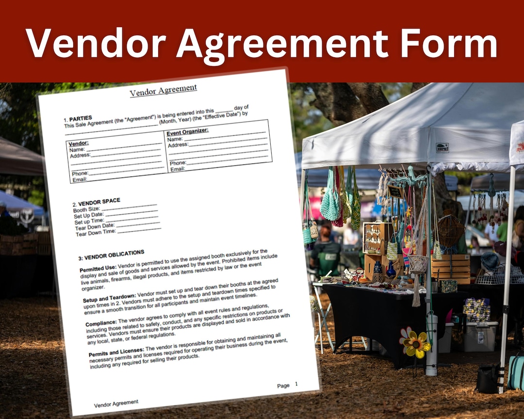 Vendor Agreement Form | Editable Word & Printable PDF | Craft Fair ...
