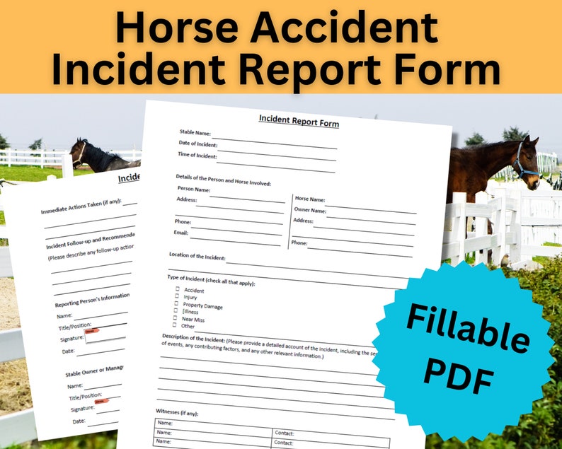 Horseback Riding Accident Report Form Riding Liability Insurance Forms ...