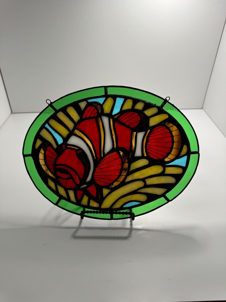 Stained Glass - Stained Glass Clown Fish - Stained Glass Fish - Stained ...