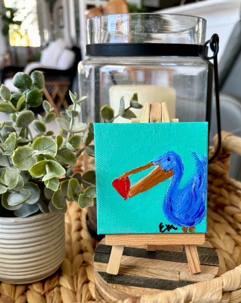 Mini Pelican Acrylic Painting, Pelican Artwork, Pelican Art ...
