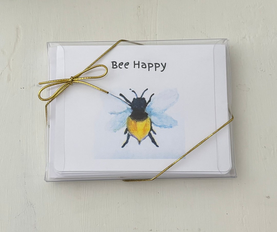 Bumble Bee Note Cards Set: Handmade Blank Greeting Cards - Etsy
