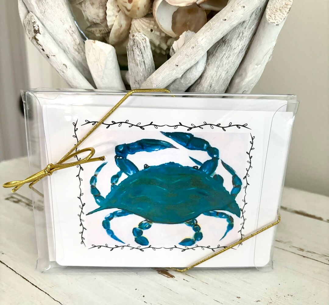 Blue Crab-blank Folded Note Cards Set of (8) Blue Crab Note Cards ...