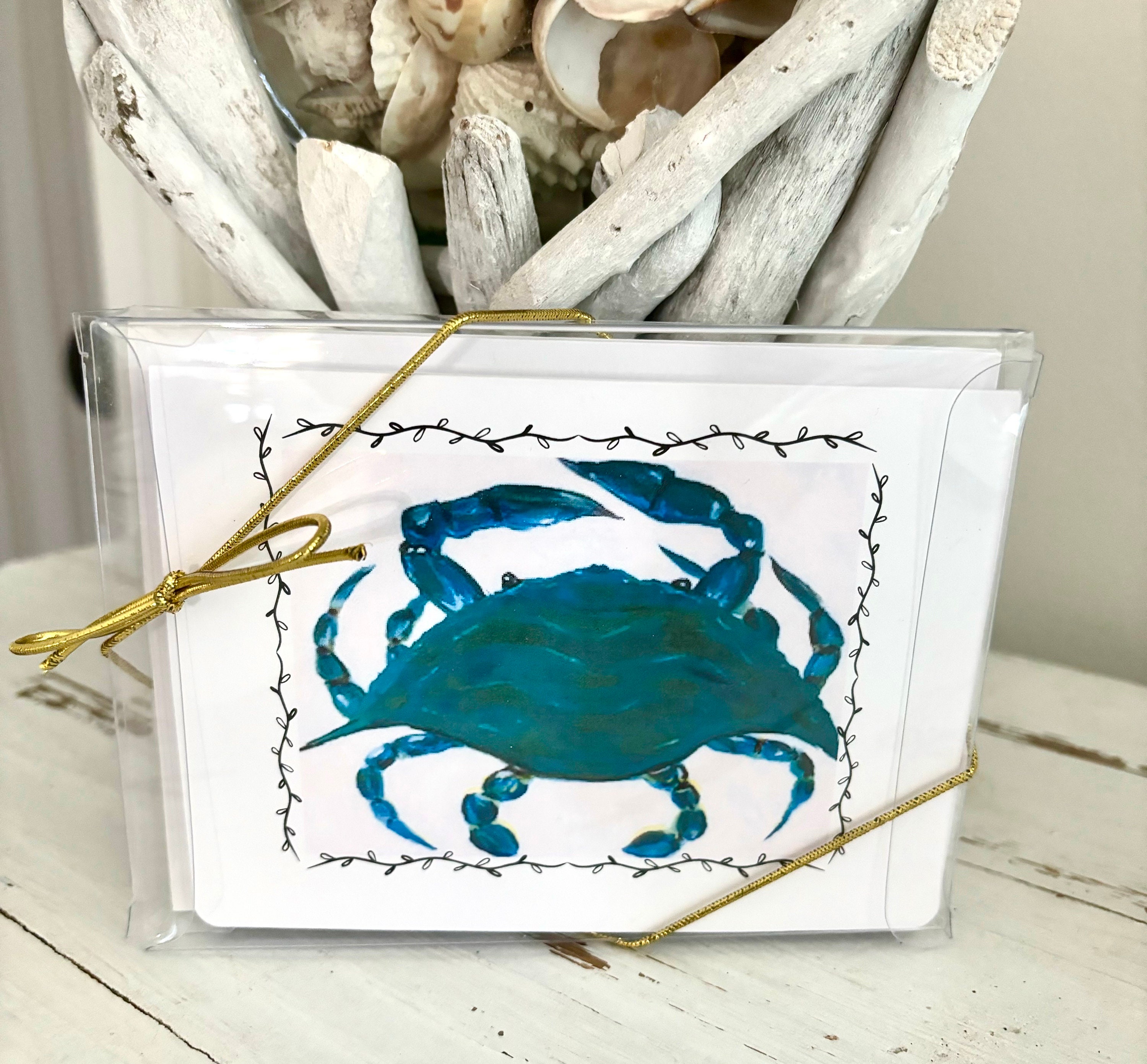 Blue Crab-blank Folded Note Cards Set of 8 Blue Crab Note Cards With ...