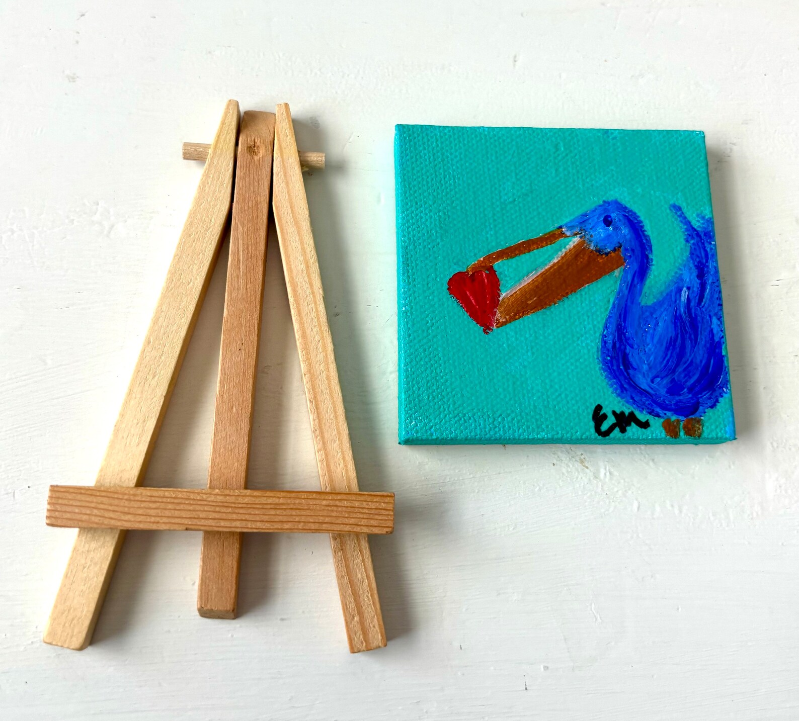 Mini Pelican Acrylic Painting, Pelican Artwork, Pelican Art ...
