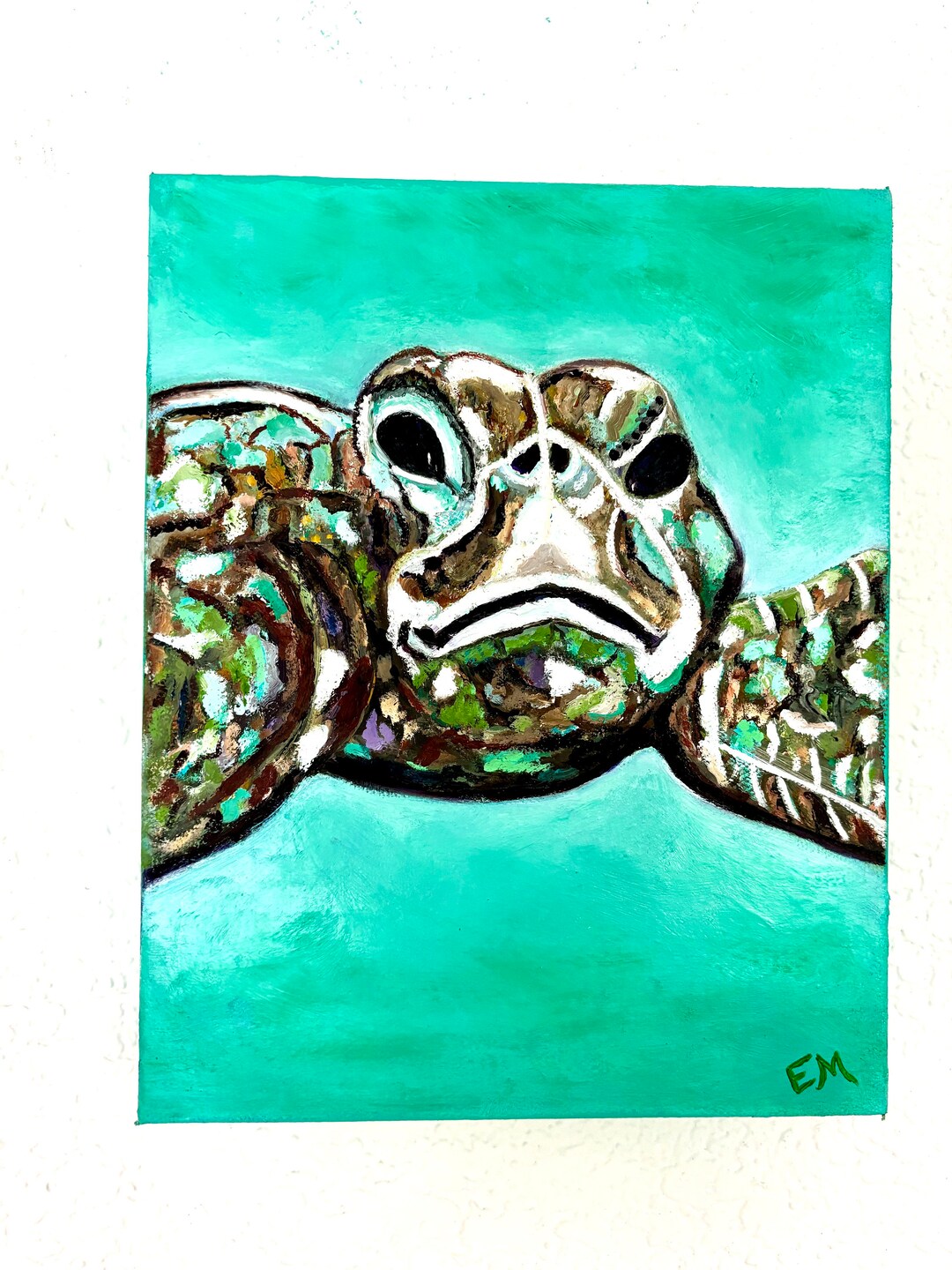 Majestic Loggerhead Sea Turtle Original Oil Painting by Evie Mineau ...