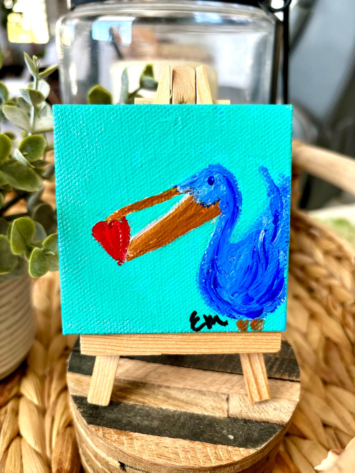 Mini Pelican Acrylic Painting, Pelican Artwork, Pelican Art ...