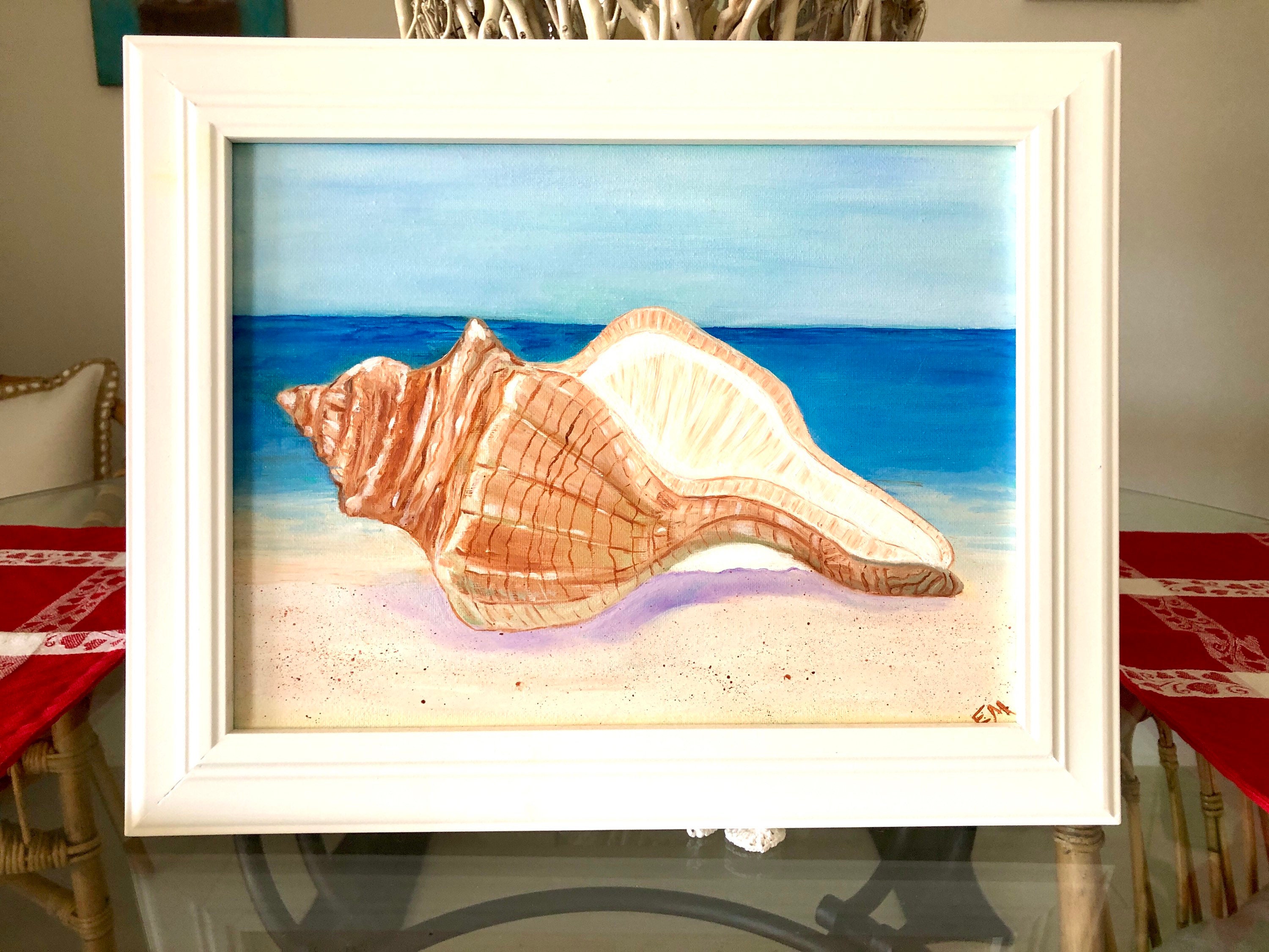 Original Conch Shell Oil Painting by Evie Mineau, Florida Horse Conch ...