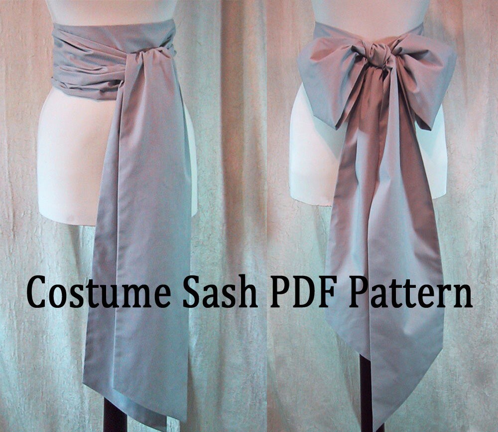 Sewing INSTRUCTIONS for Costume Sash - PDF Download - *digital* - DIY - Sew Your Own Long Sash ...