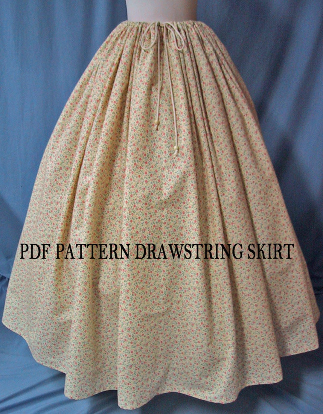 Sewing Instructions for Ladies Costume Drawstring Waist Long Skirt PDF ...