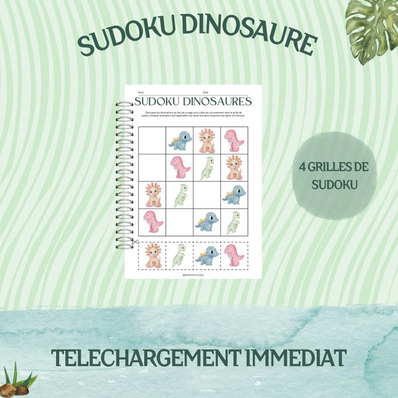 Printable Dinosaur Sudoku Educational Game for Kids - Etsy