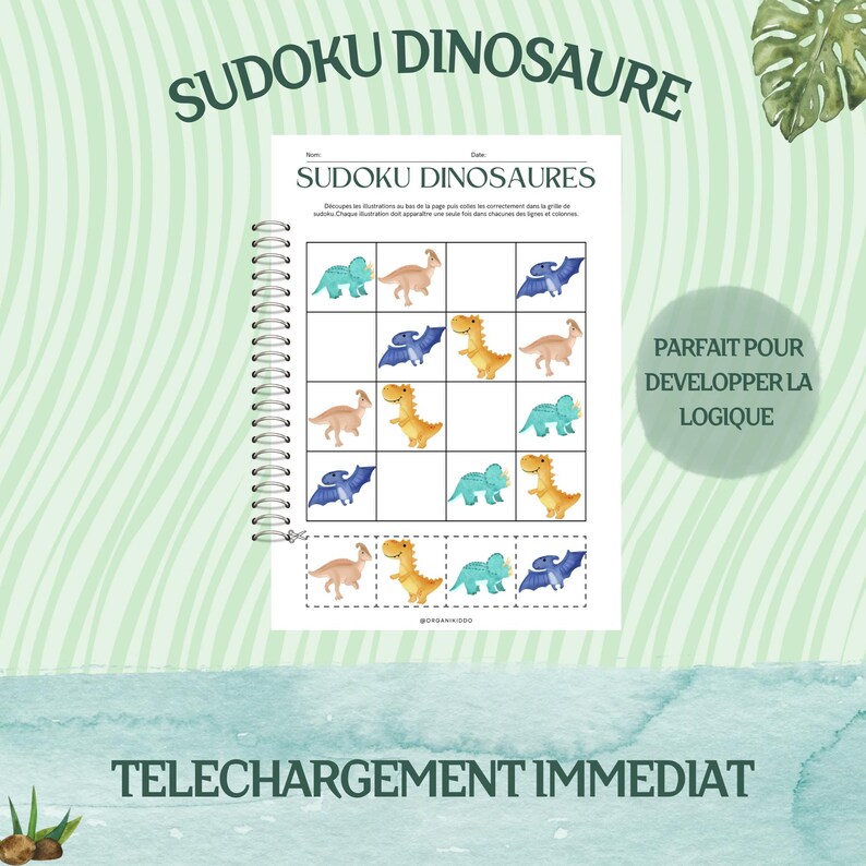 Printable Dinosaur Sudoku Educational Game for Kids - Etsy