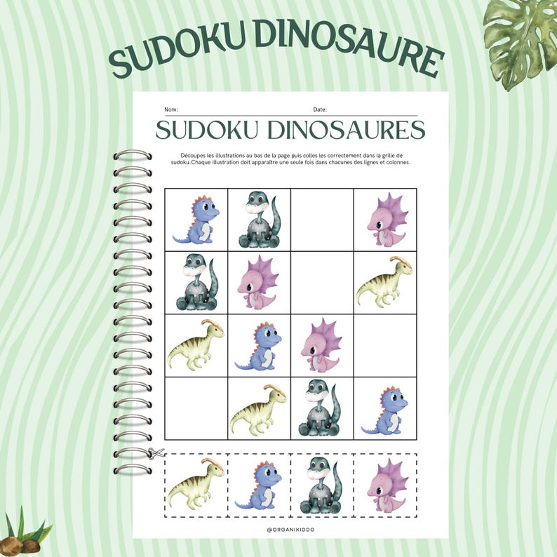 Printable Dinosaur Sudoku Educational Game for Kids - Etsy