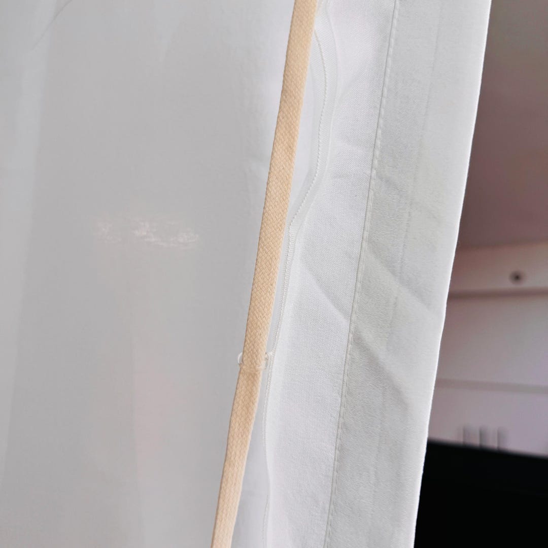 White Adjustable Sheer Balloon Curtains, Tie-up Roman Shades, Custom ...